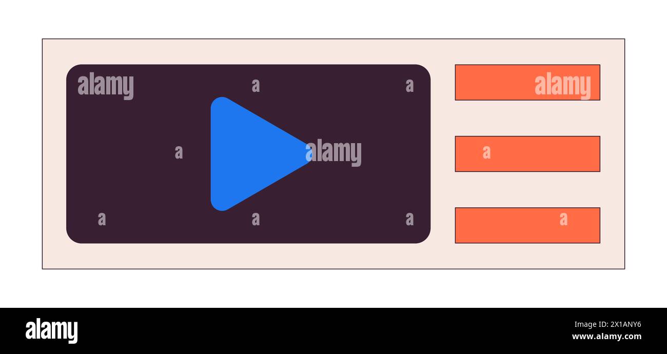 Screen with play button 2D linear cartoon object Stock Vector Image ...