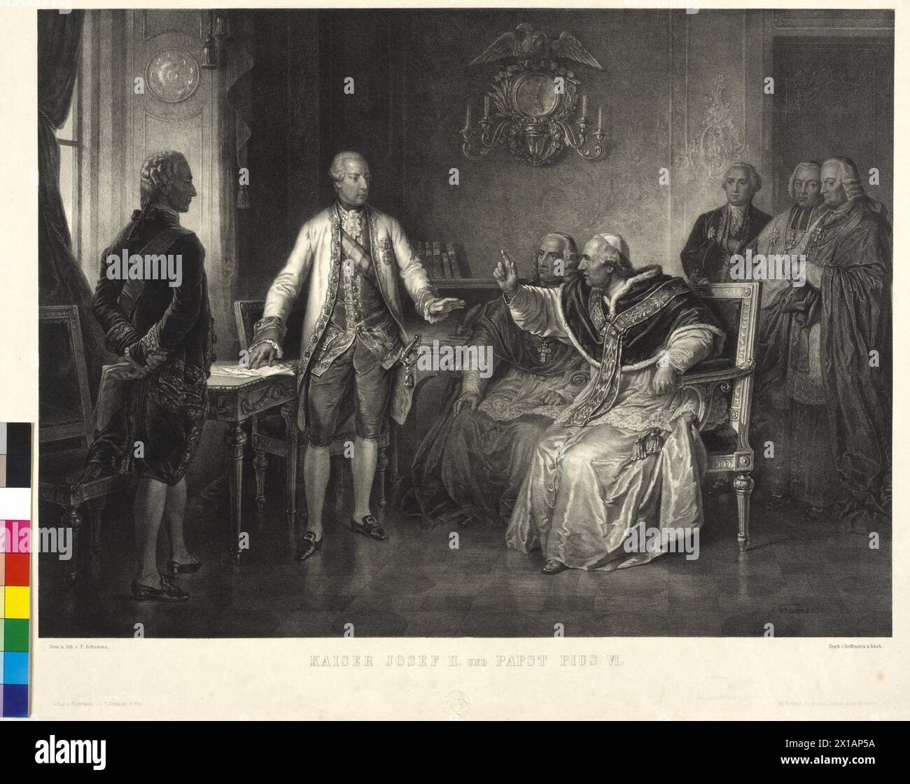 Emperor Joseph II and Pope Pius VI, Vienna, 24.3.1782: parley between ...