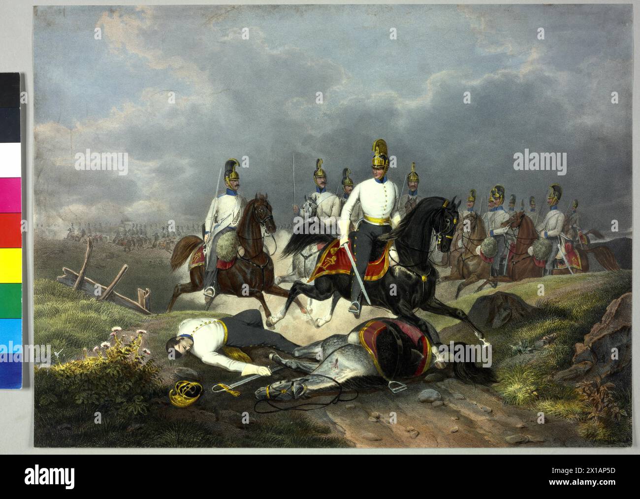 Austrian cavalry, campaign 1848-1849: Austrian dragoon riding at a ...