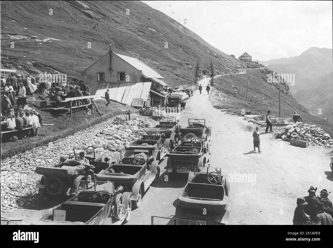 Glocknerhaus (Glockner House), car park in front of the Glocknerhaus ...