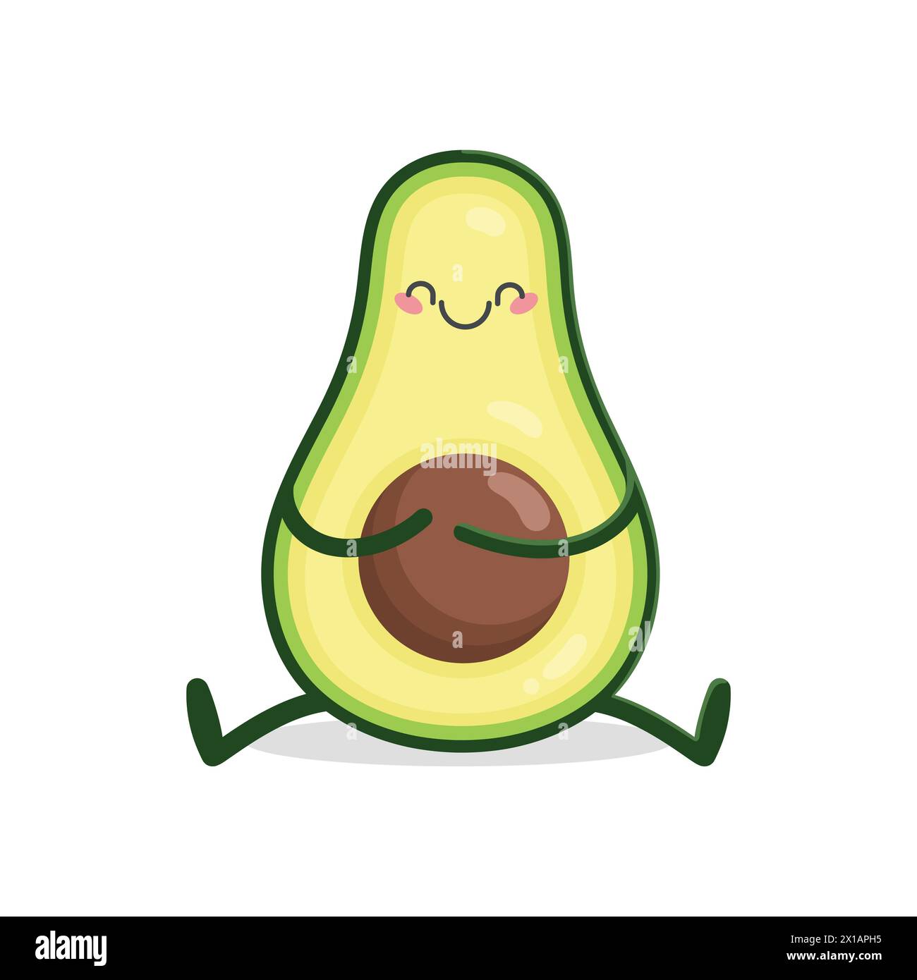 Cute cartoon Avocado character hugging himself. Self love, with love to ...