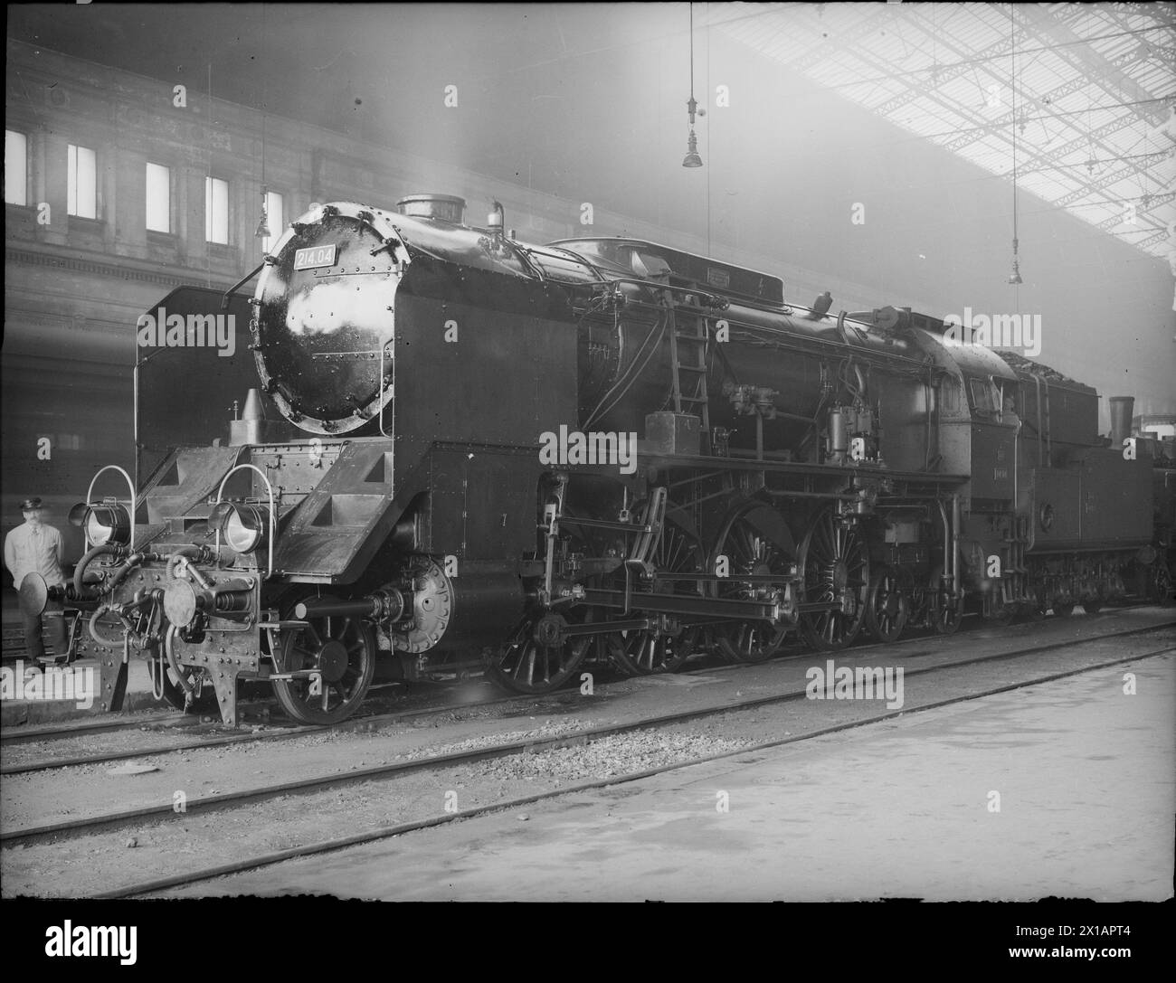 Vienna 3, South Station, BBOe steam locomotive 214.04, OeBB series 12. ...
