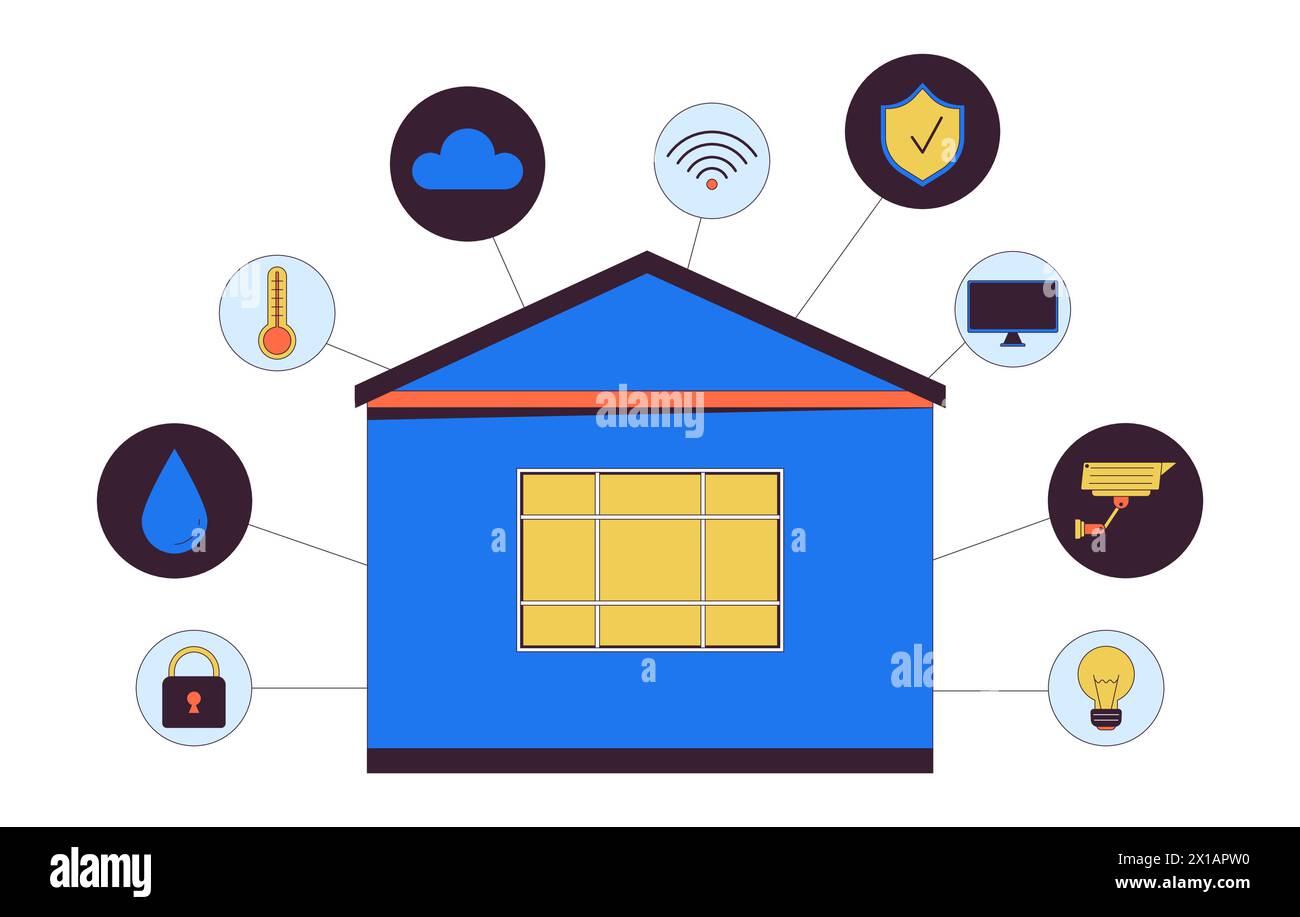Smart home controls 2D linear illustration concept Stock Vector Image ...