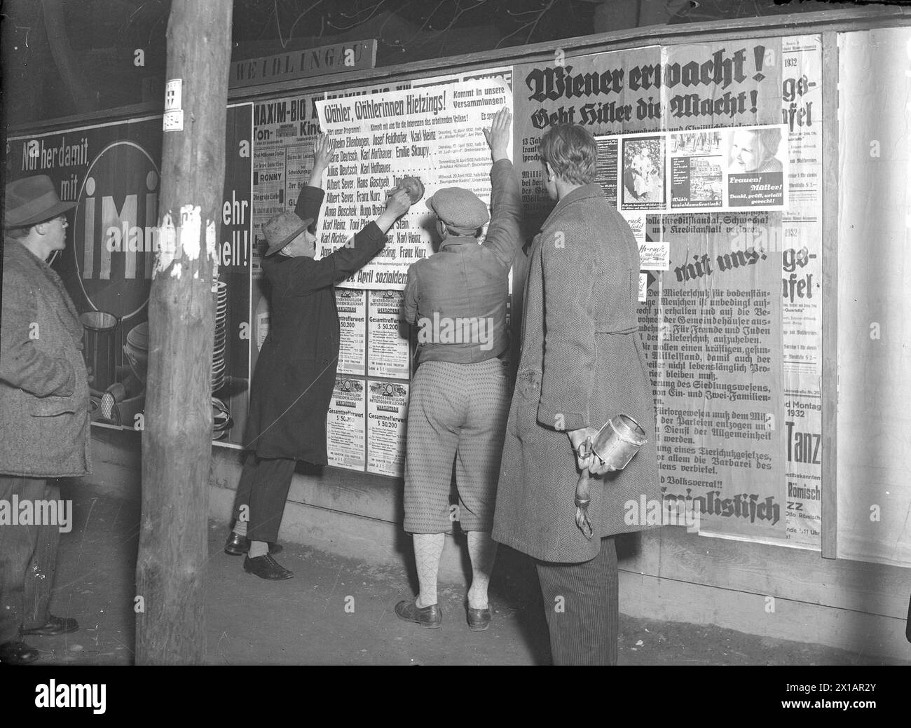 Billboard in Vienna, ""Wiener erwacht! Gebt Hitler the Macht!"", 1930 ...