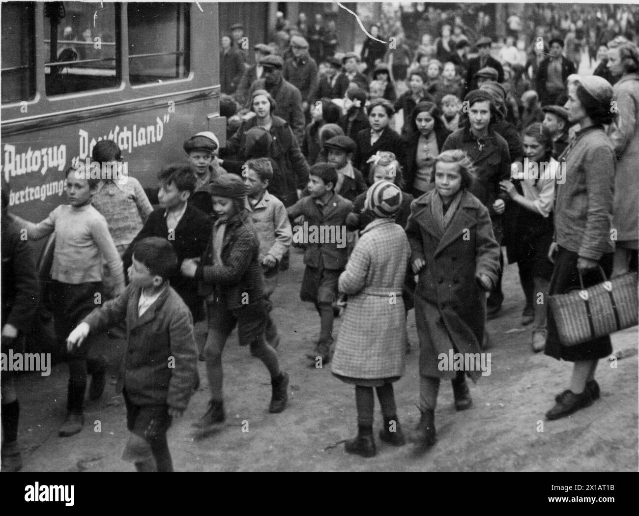 The Anschluss (Austrian Annexation) 1938, children at the ""Autozug ...