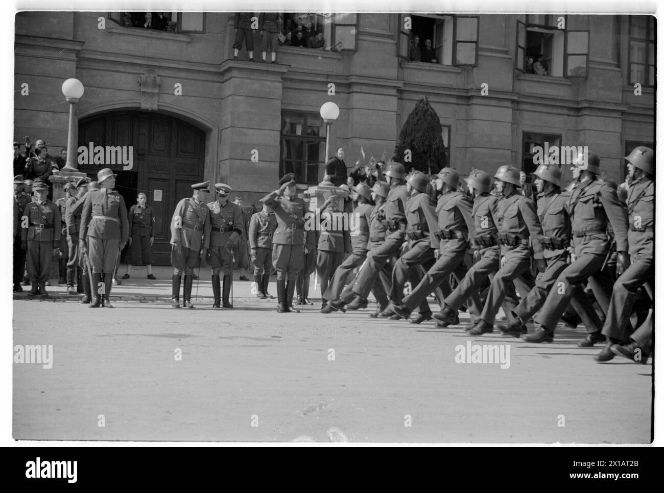 The Anschluss (Austrian Annexation) 1938, swearing in of the troops ...