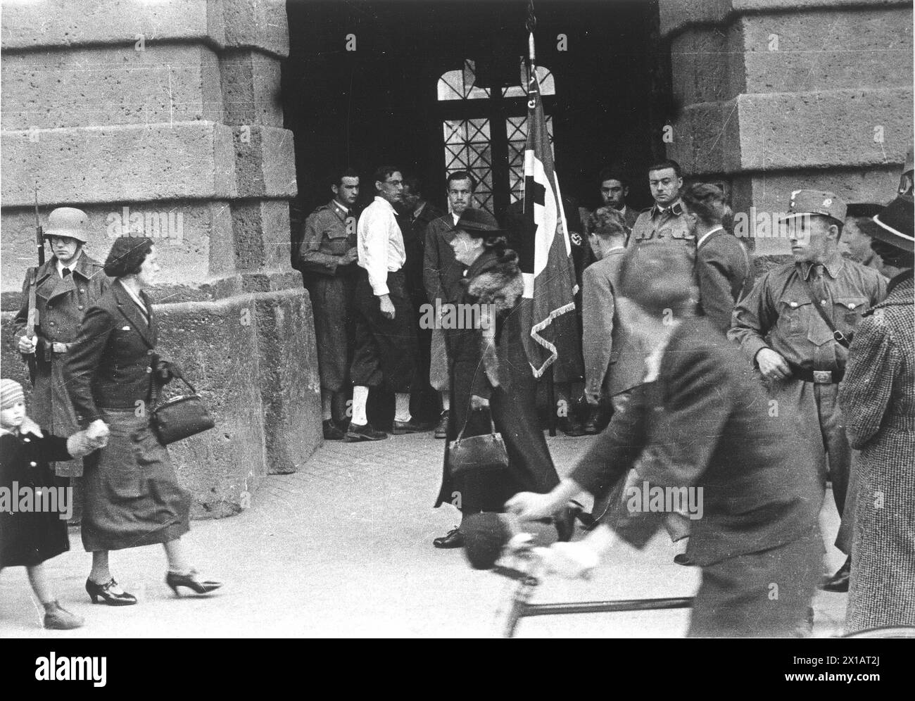 The Anschluss (Austrian Annexation) 1938, street scene in Innsbruck ...
