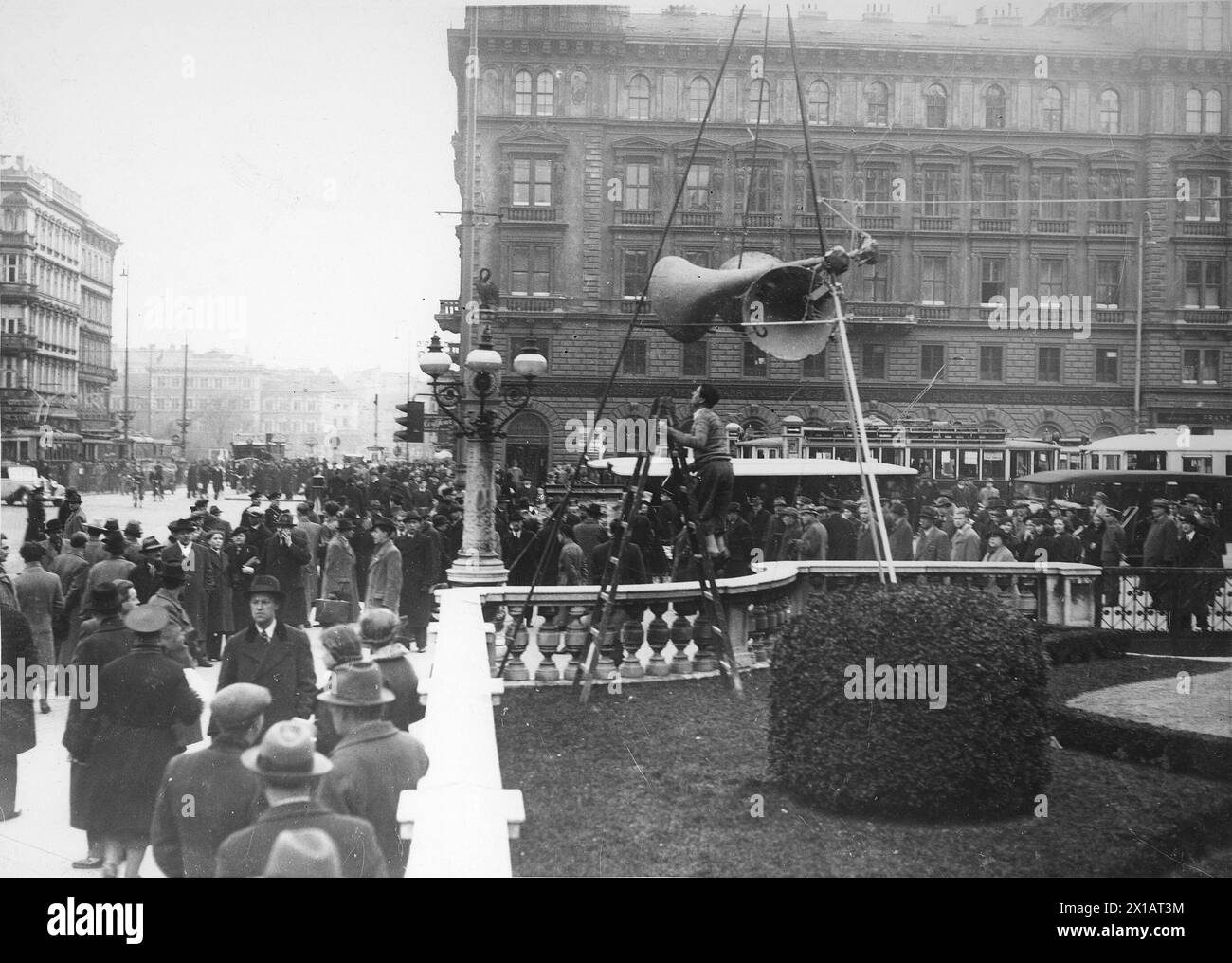 The Anschluss (Austrian Annexation) 1938, passers-by in front of the ...