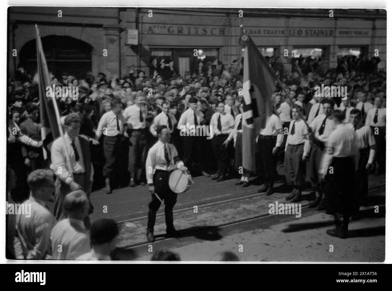 The Anschluss (Austrian Annexation) 1938, Hitler Youth celebrating the ...