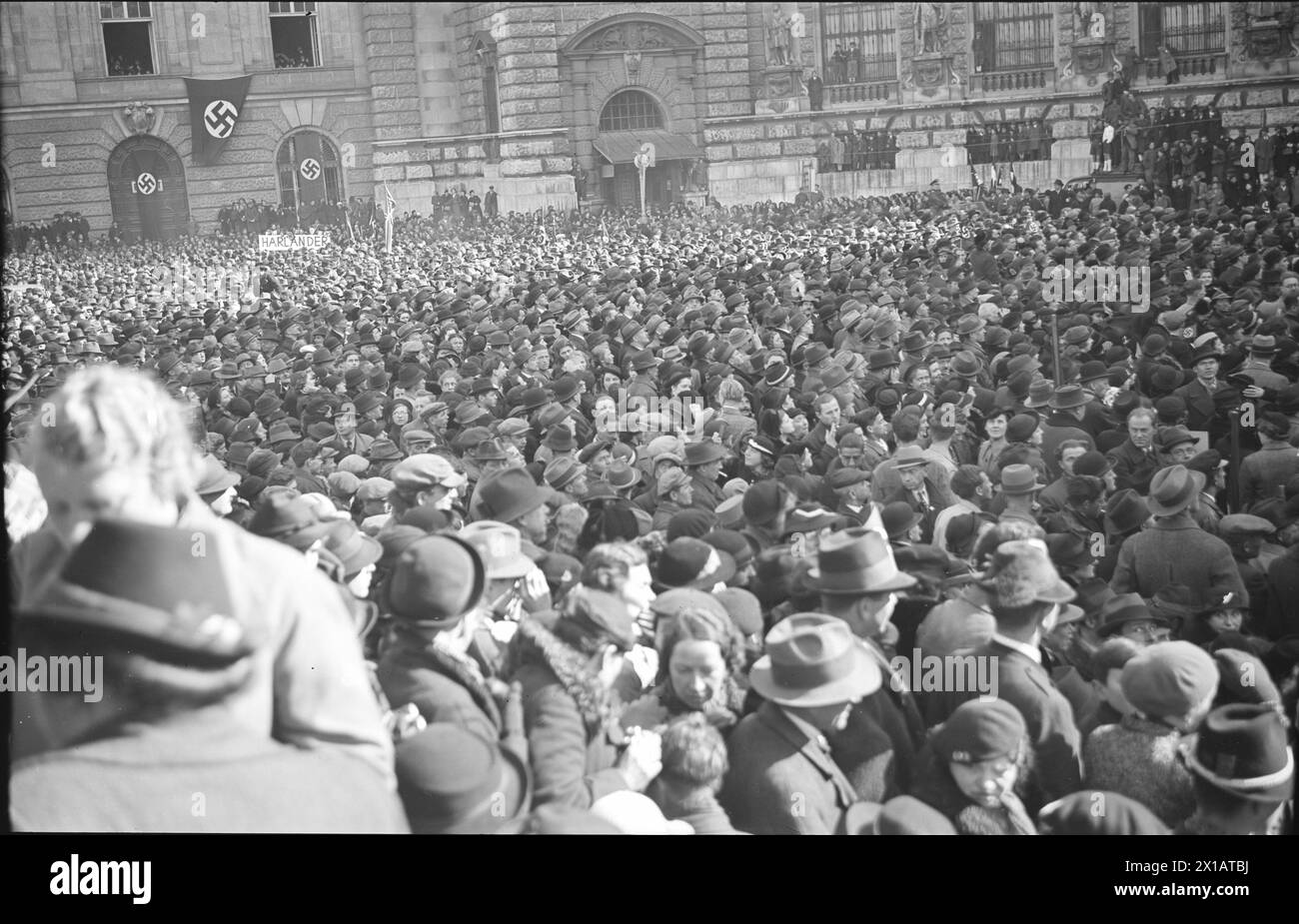 The Anschluss (Austrian Annexation) 1938, crowd on the Heldenplatz ...