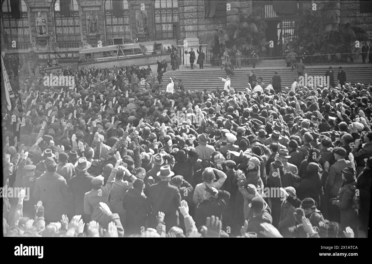 The Anschluss (Austrian Annexation) 1938, on the Viennese Heldenplatz ...