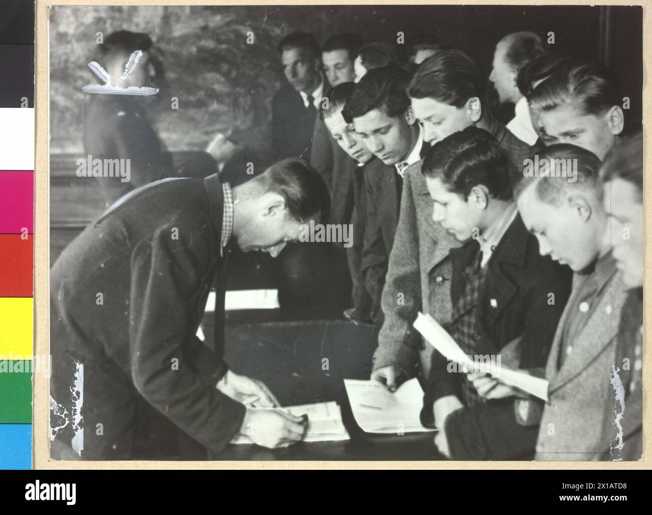 Hitler Youth from Austria driving to the country service into ...