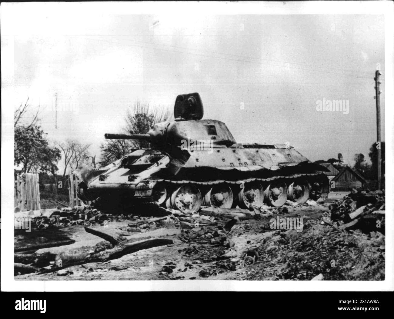 Shot down Soviet tank, shot down middle Soviet battle tank T 34 / 76 40 ...