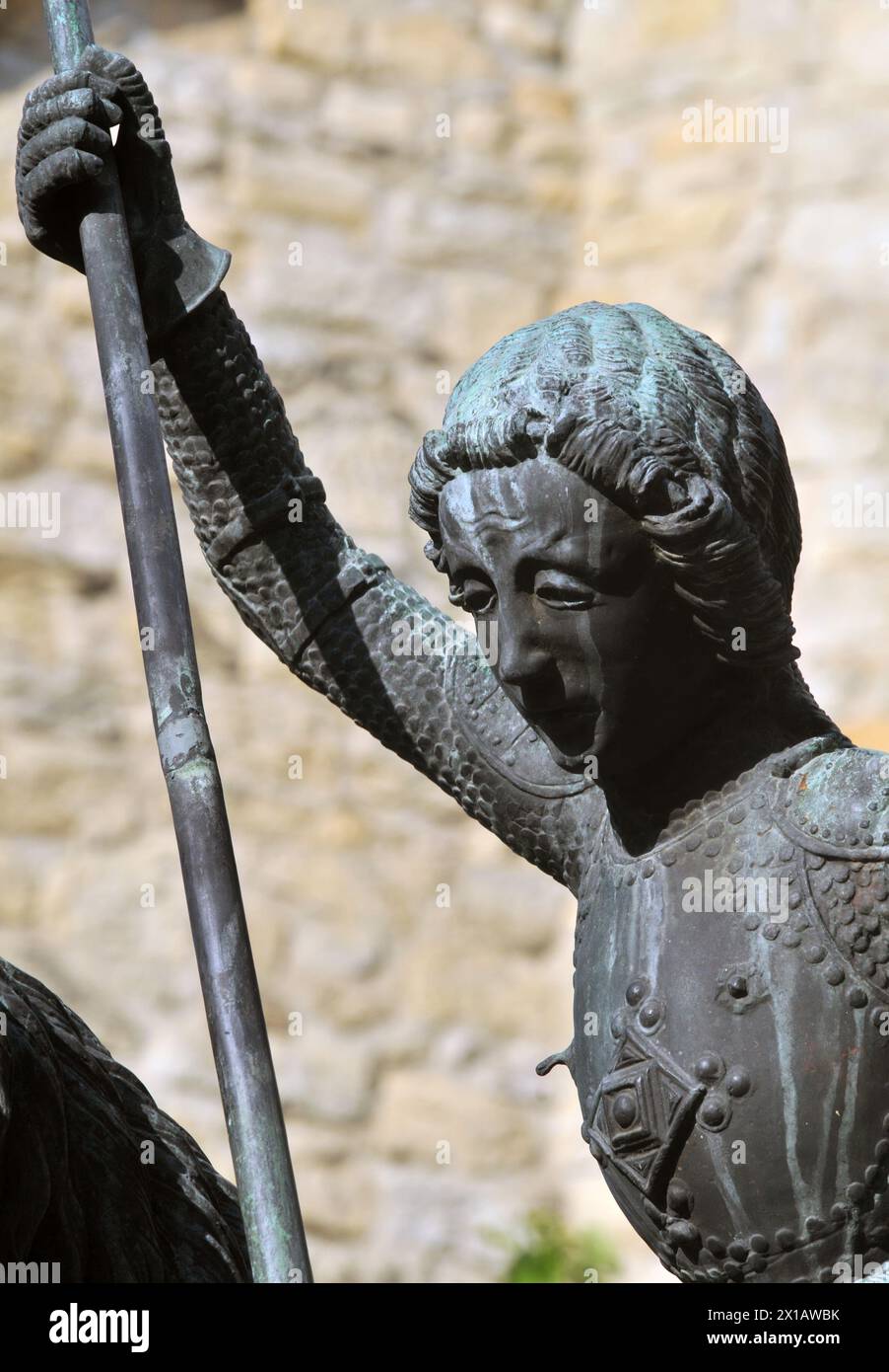 Statue of St George slaying the dragon. Cluj-Napoca, Romania Stock ...