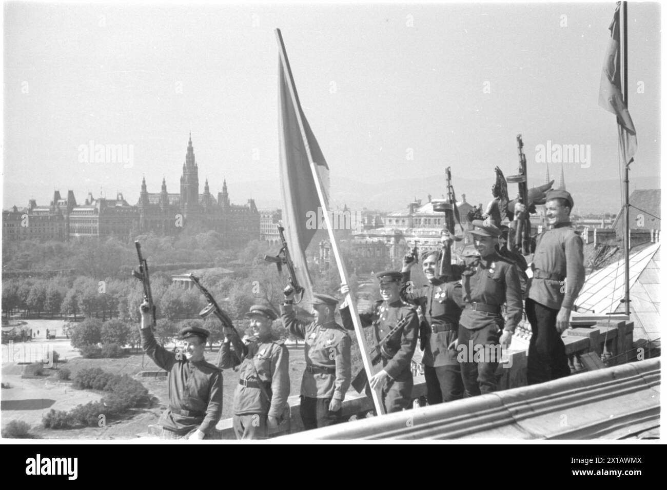 Soviet Russian soldiers on the new castle, April 1945, combat and ...