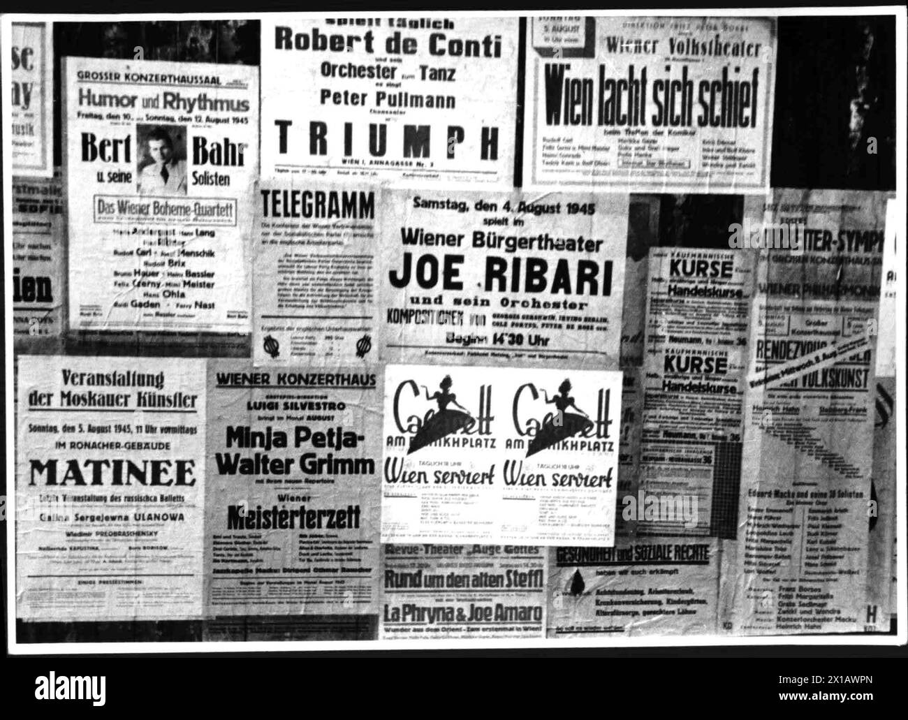 Billboard, billboard advertising in Vienna in the August 1945, 01.08. ...