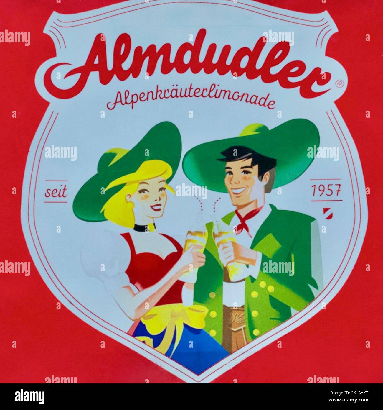 Almdudler soft drink sign, Salzburg, Austria Stock Photo - Alamy