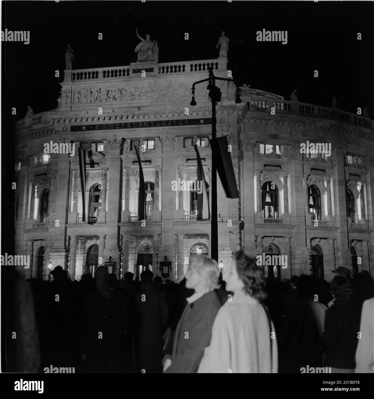 Burgtheater (Austrian National Theatre) at evening of the re-opening ...