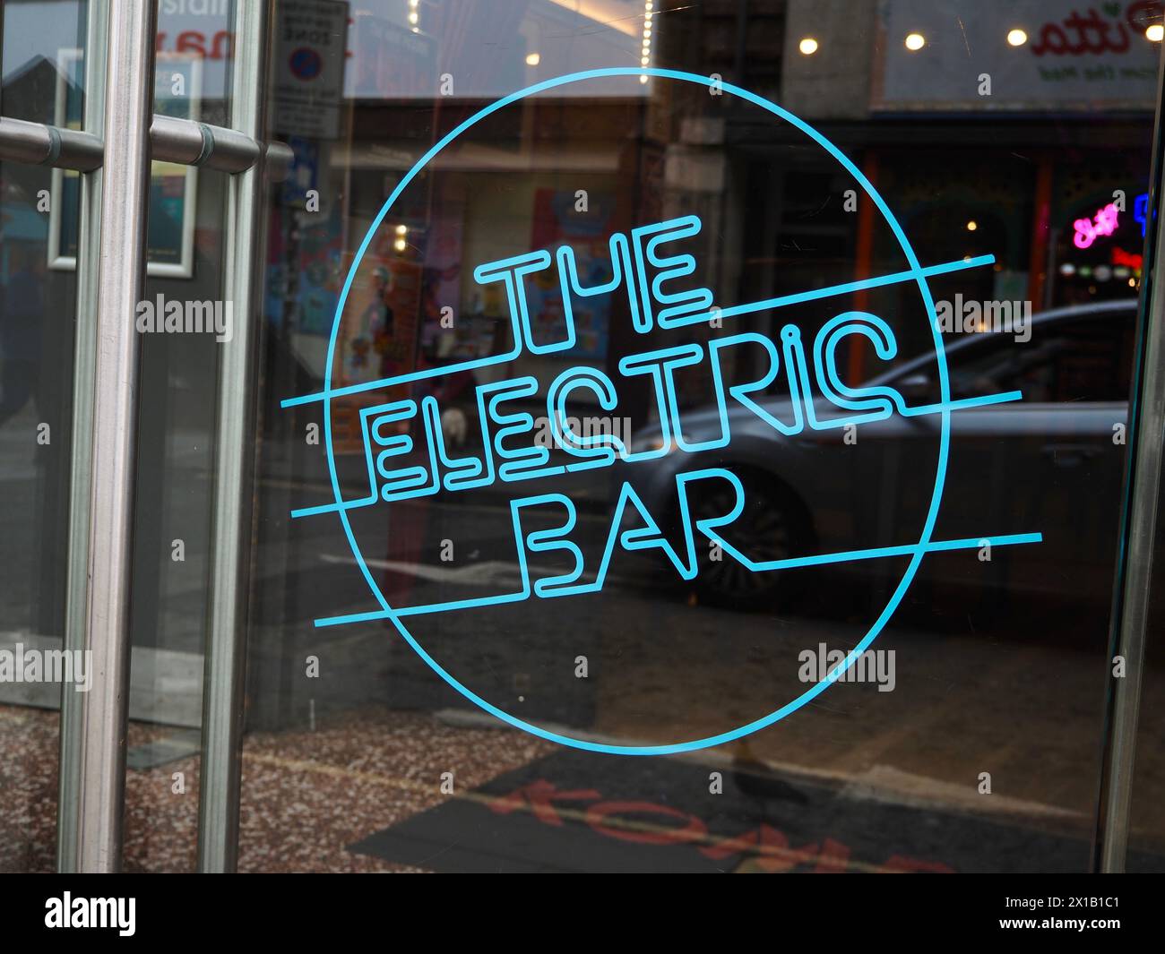 Electric blue neon sign for The Electric Bar located in Komedia ...