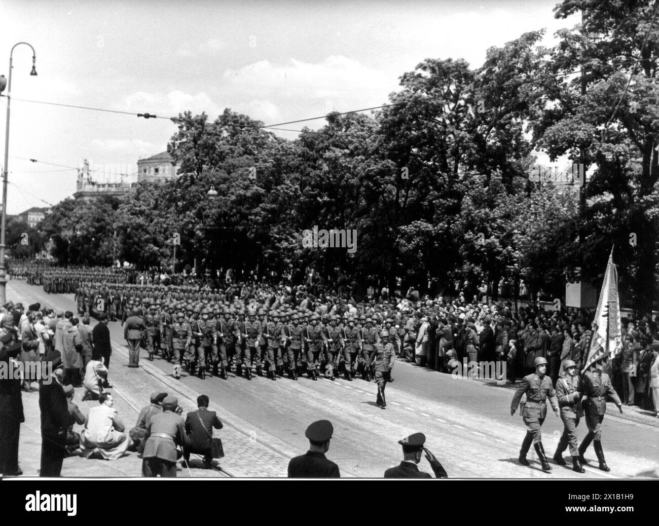Parade of the armed forces in Vienna, guard-battalion at ring (circa ...