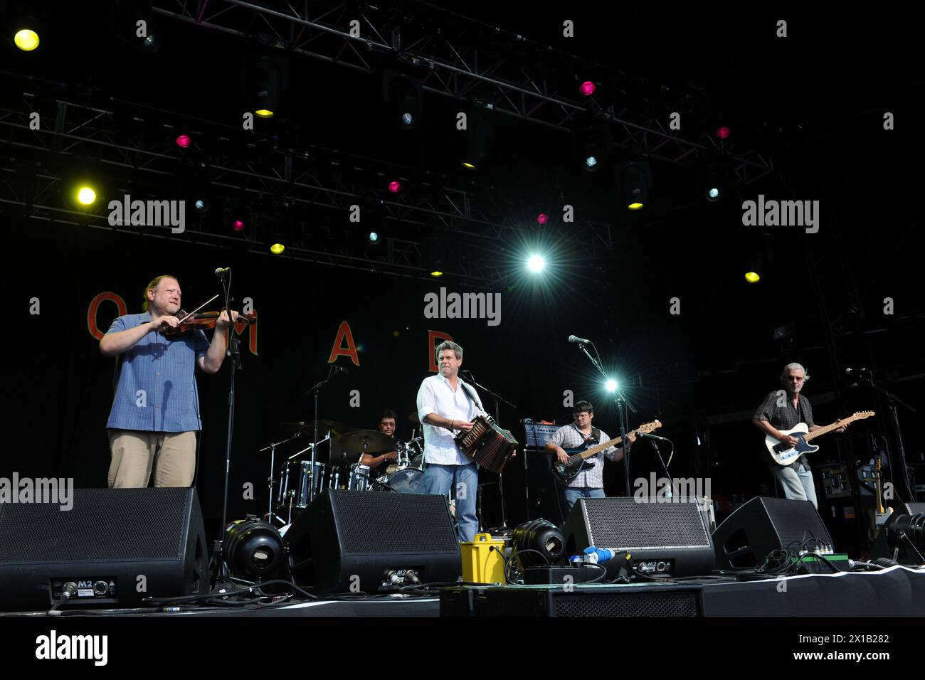 Steve Riley & the Mamou Playboys perform during WOMAD festival 2013, held at Charlton Park ...