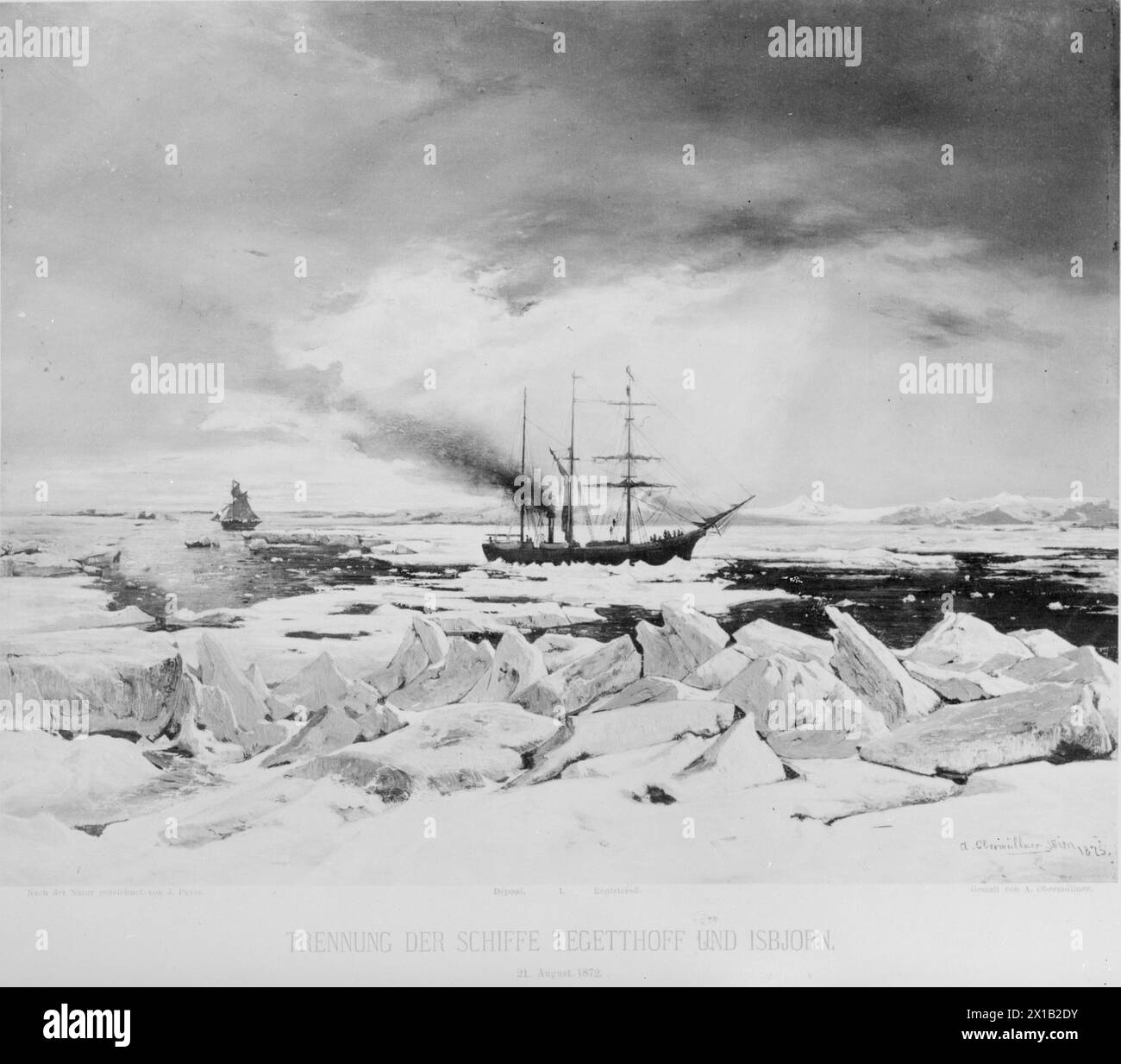 North Pole expedition 1872-74, break of the ship "Tegetthoff" and ...