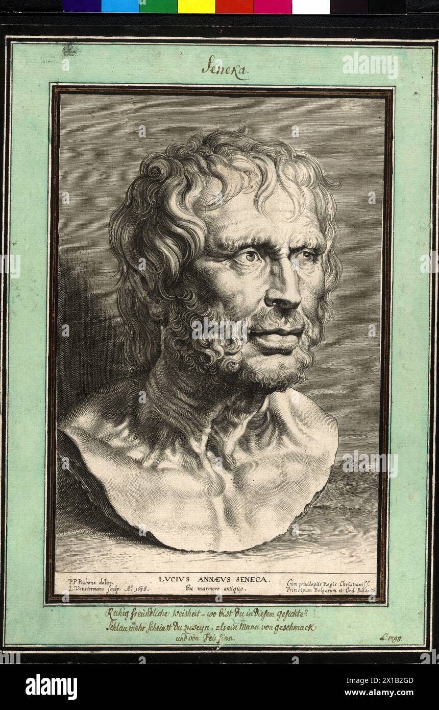 Seneca (Pseudo-Seneca), bust. copper engraving based by Peter Paul ...