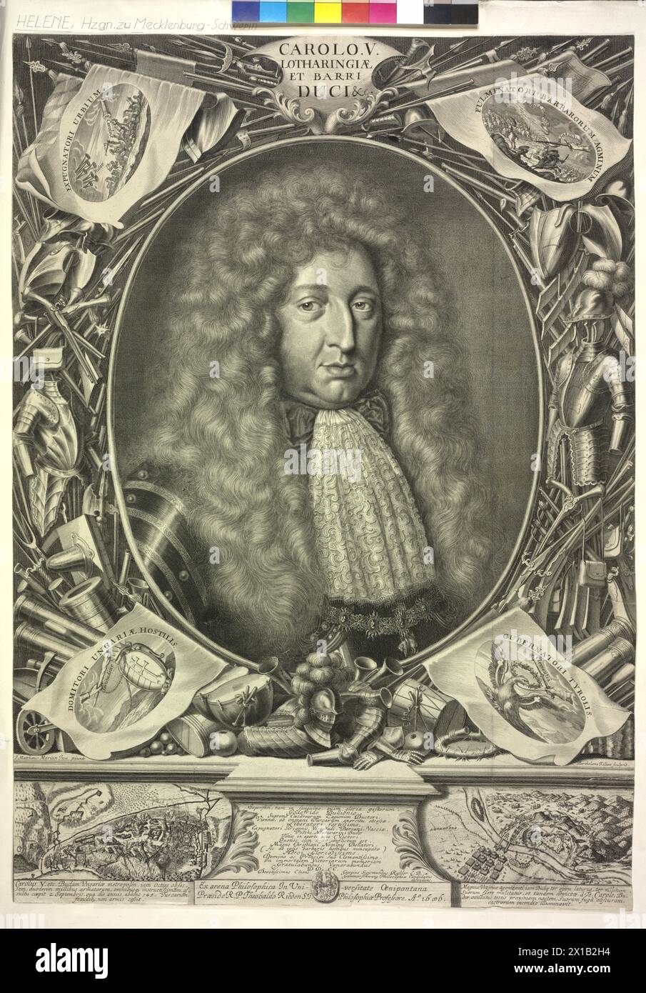 Charles V, Duke of Lorraine, in the edge flags with images of his ...