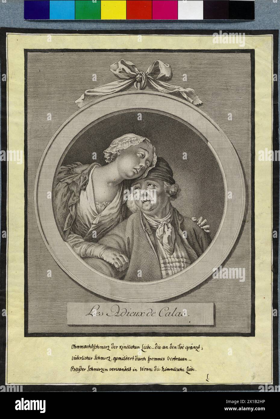 The valediction of the Calas, father and daughter Calas in oval frame ...