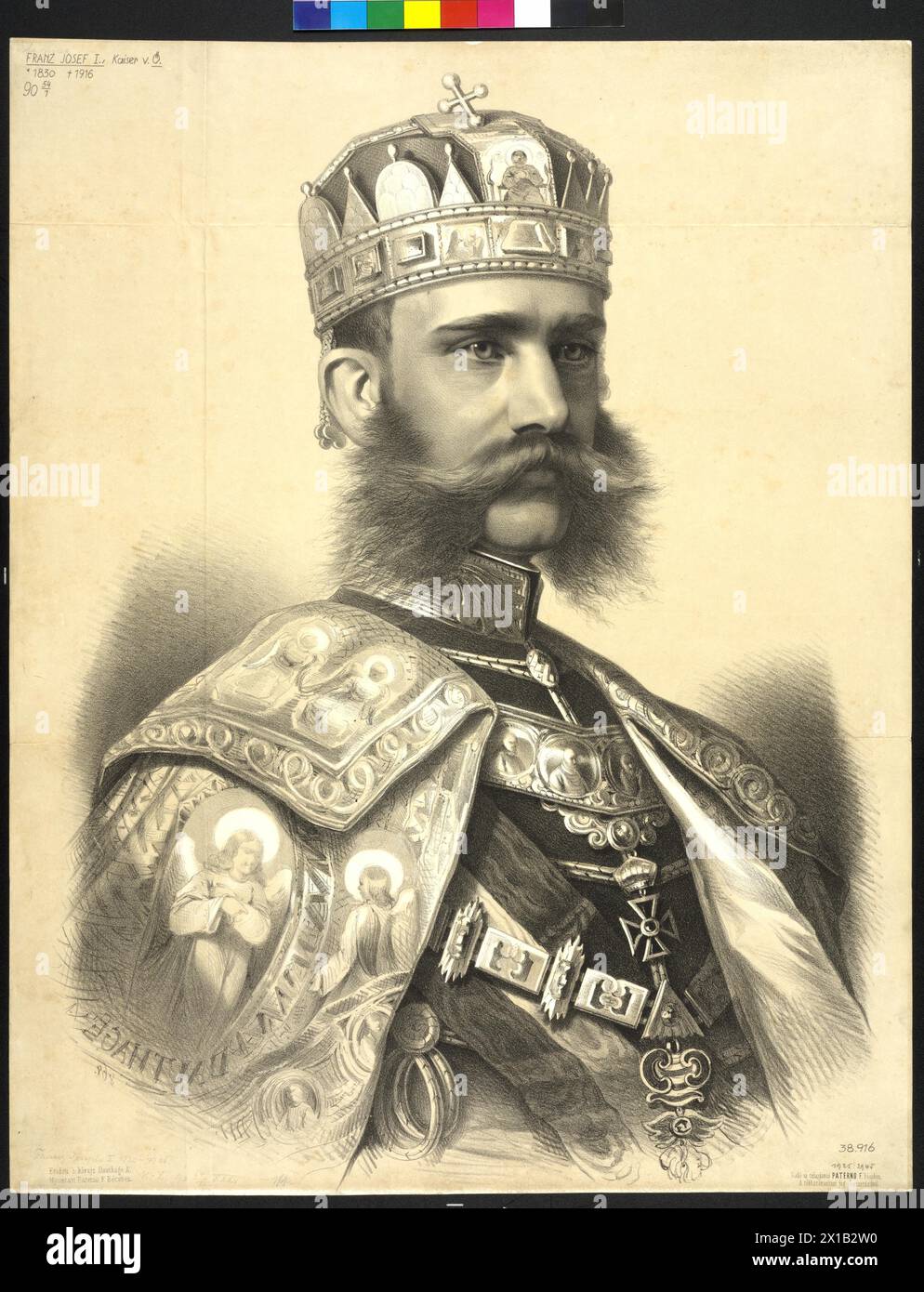 Franz Joseph I, Emperor of Austria, picture in Hungarian coronation ...