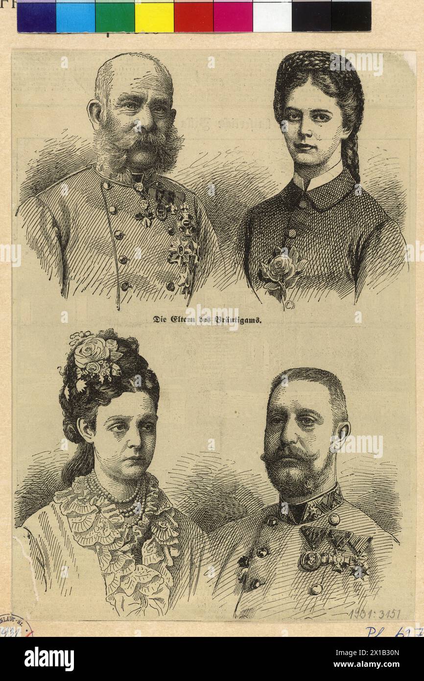 The parents of the bride of archduke Franz Salvator of Tuscany and archduchess Marie Valerie ...
