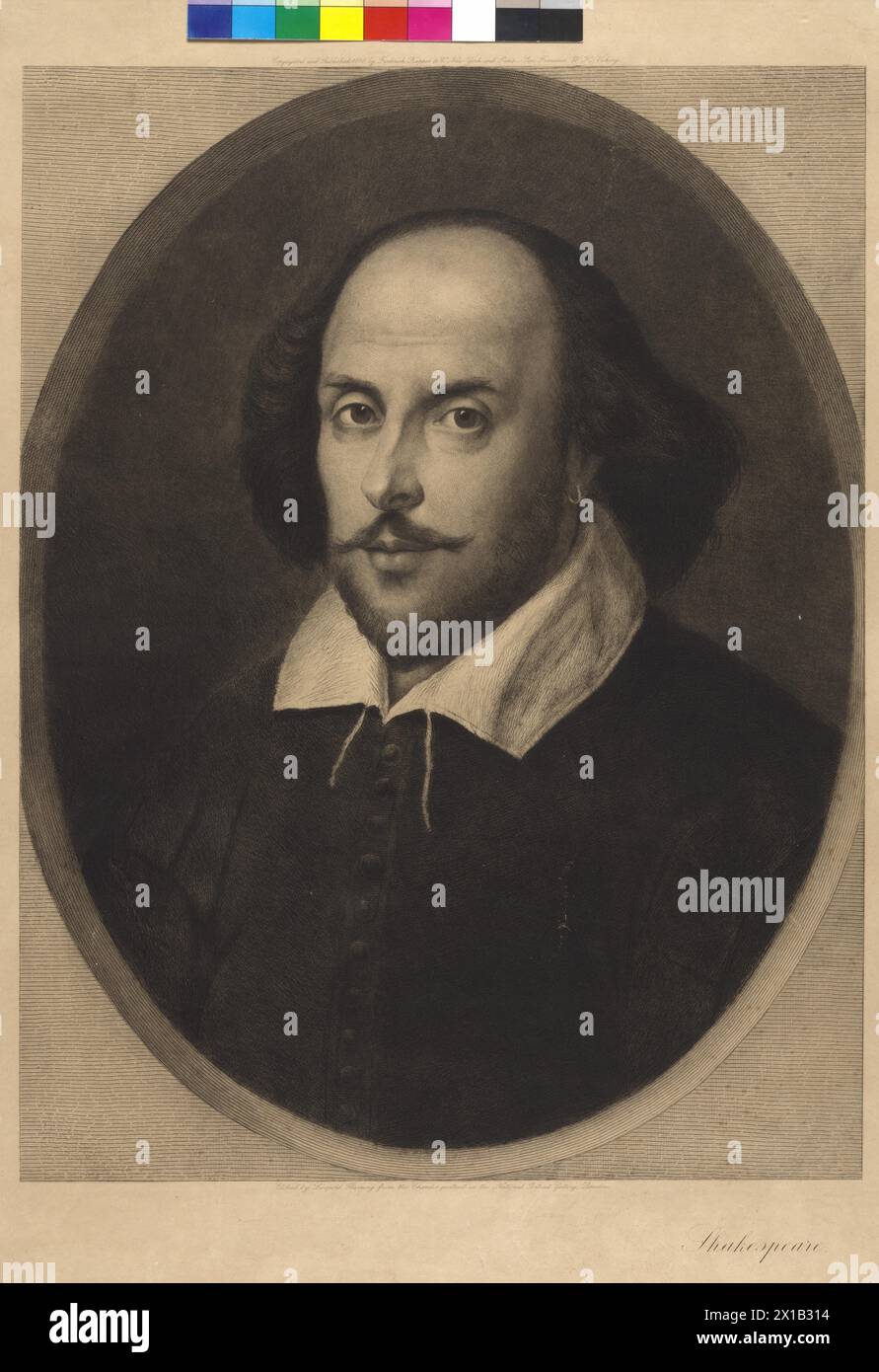Shakespeare, etching by Leopold Flameng after the Chandos portrait in ...