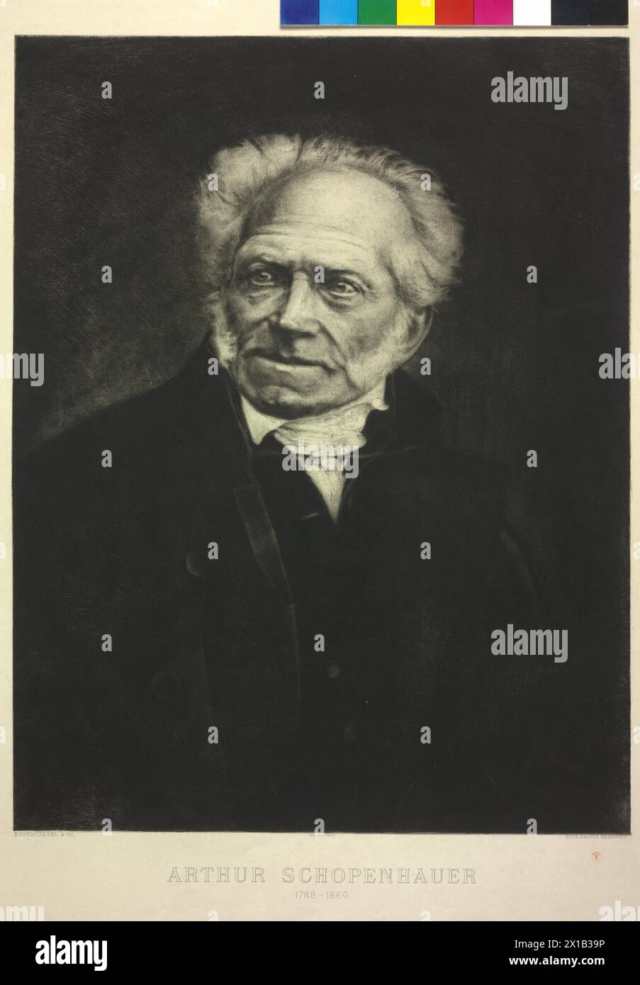 Arthur Schopenhauer 1788-1860, etching / mixed technique based on owner ...