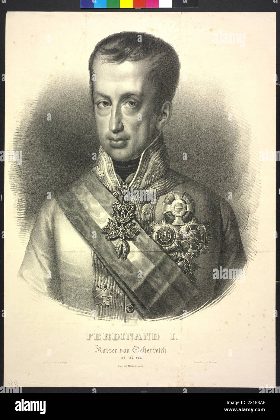 Ferdinand I Emperor of Austria ect. ect. ect., lithograph based on own ...