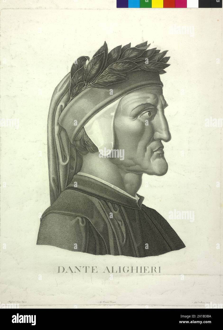 Dante Alighieri, drawing by Agostino Comerio based on a painting by ...