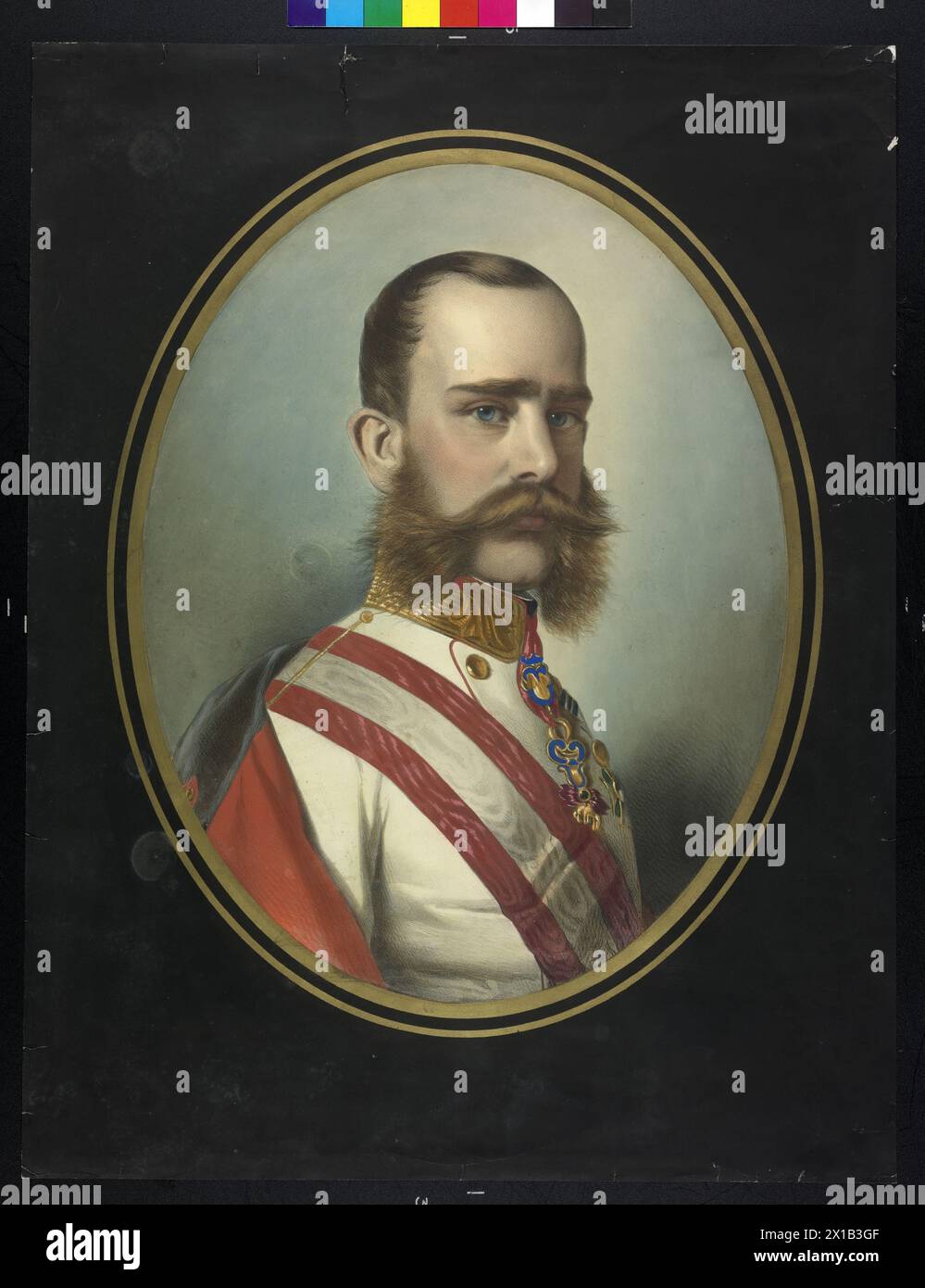 Franz Joseph I, Emperor of Austria, coloured lithograph, - 19300101 ...