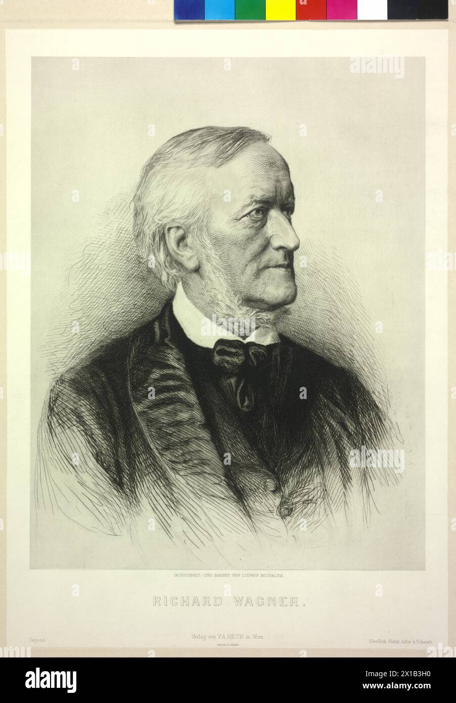 Richard Wagner, etching based on own drawing by Ludwig Michalek ...