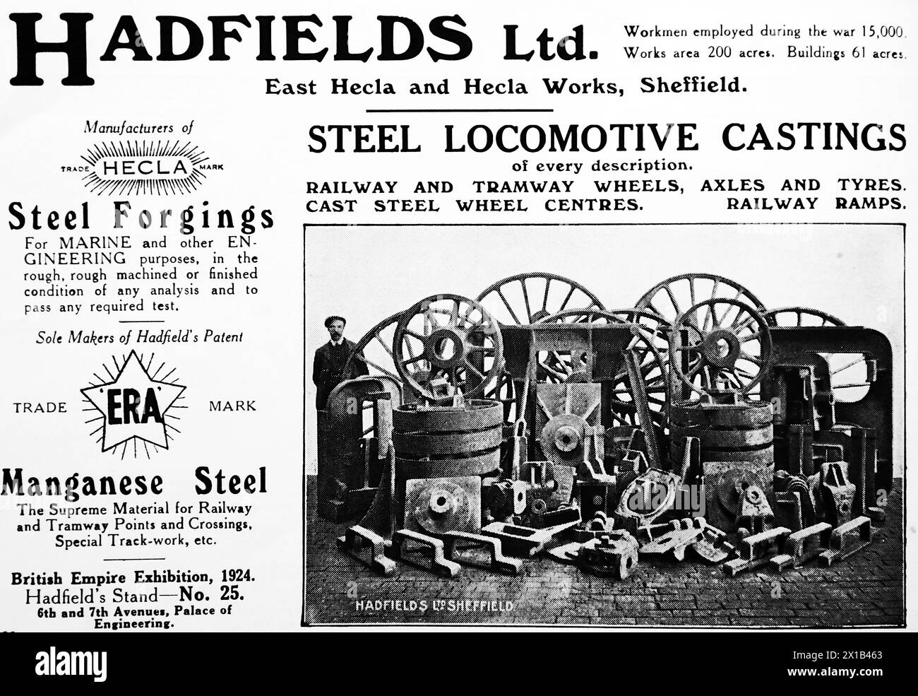 Advertisement for Hadfields Limited of Sheffield. Manufacturers of ...