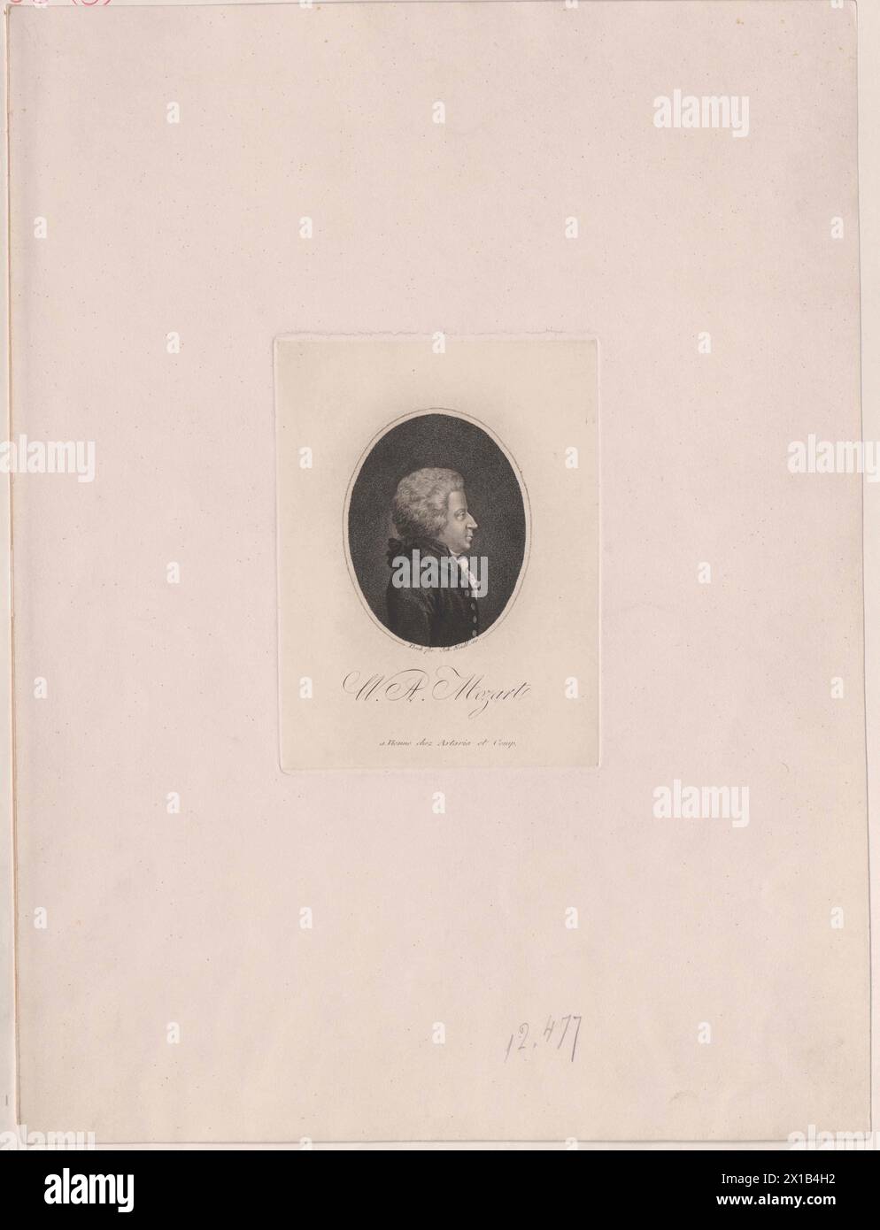 Mozart, Wolfgang Amadeus, engraving in oval by Johann Joseph Neidl ...