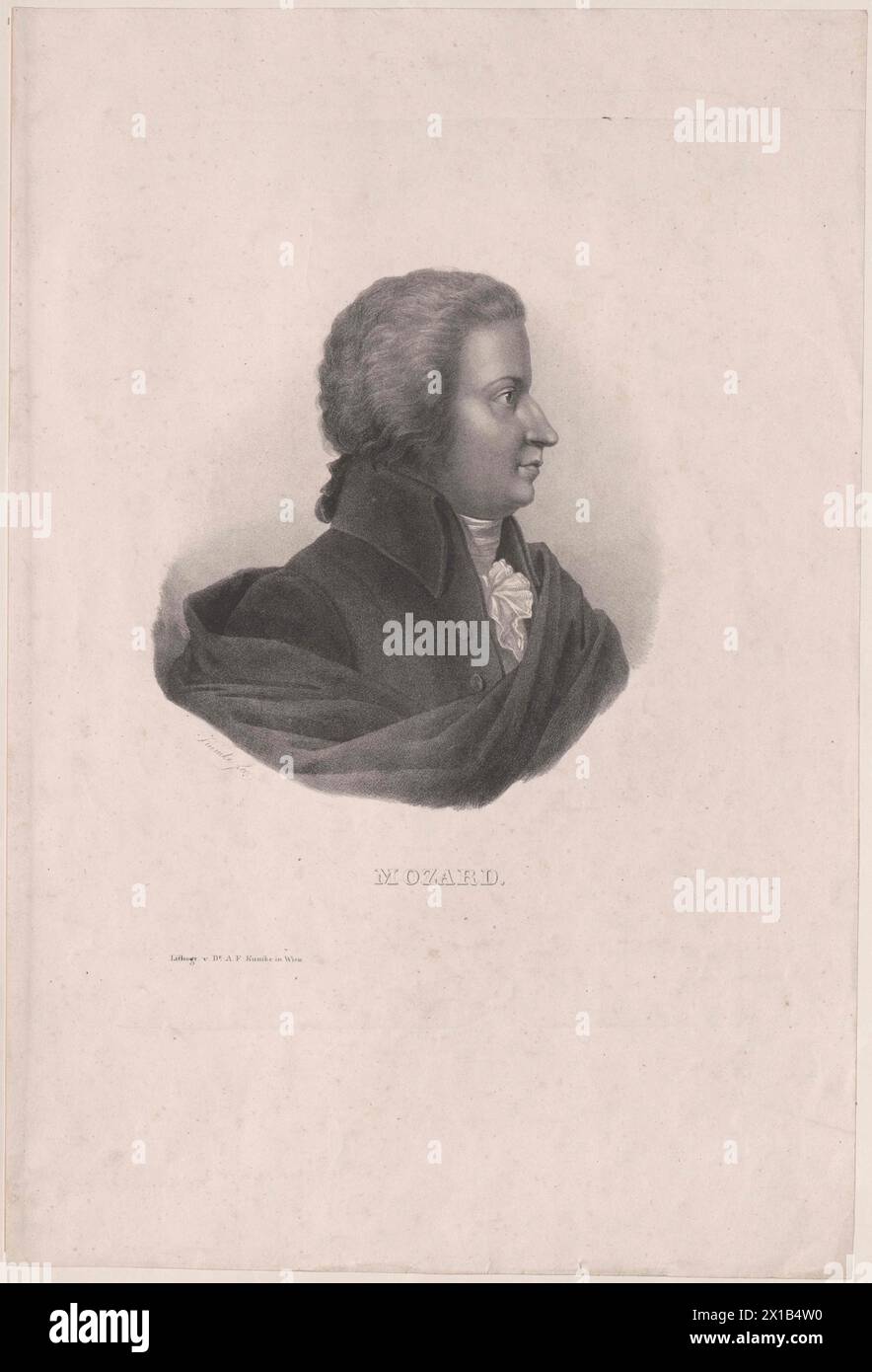 Mozart, Wolfgang Amadeus, half-length, right profile. lithograph by ...