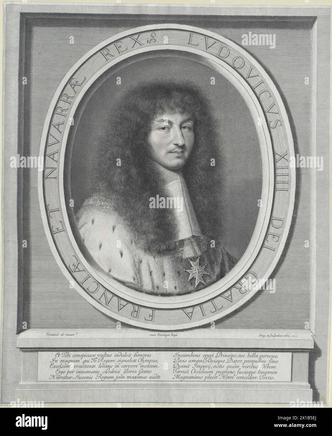 Louis XIV, King of France, engraving based on own ad vivum painting by ...