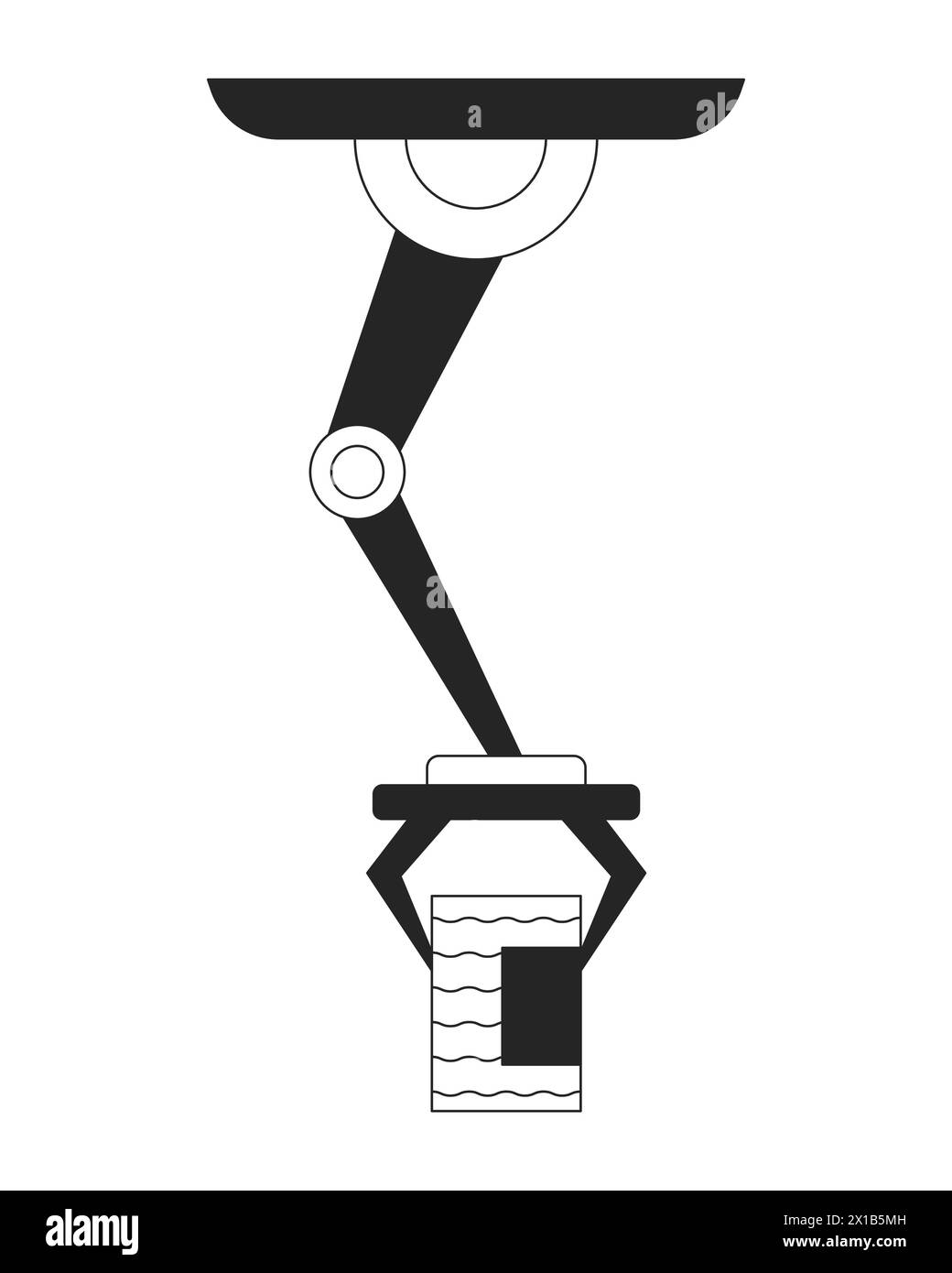 Robotic Arm Holding Aluminum Can Black And White 2d Line Cartoon Object