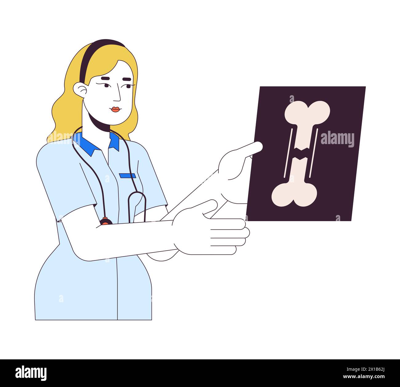 Female doctor holding x ray image 2D linear cartoon character Stock ...