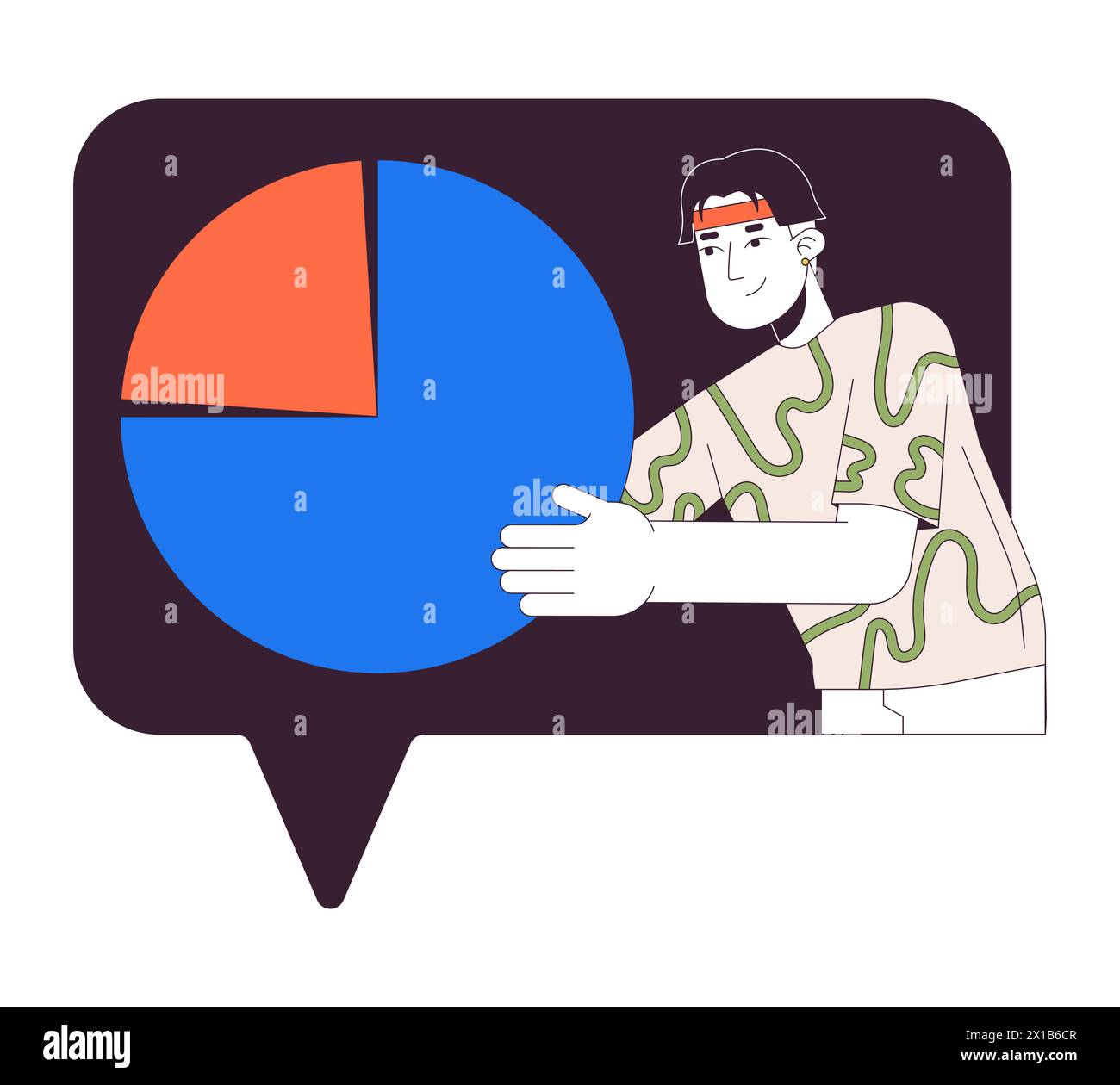 Man Shows Data Analytics Chart 2d Linear Cartoon Character Stock Vector Image And Art Alamy
