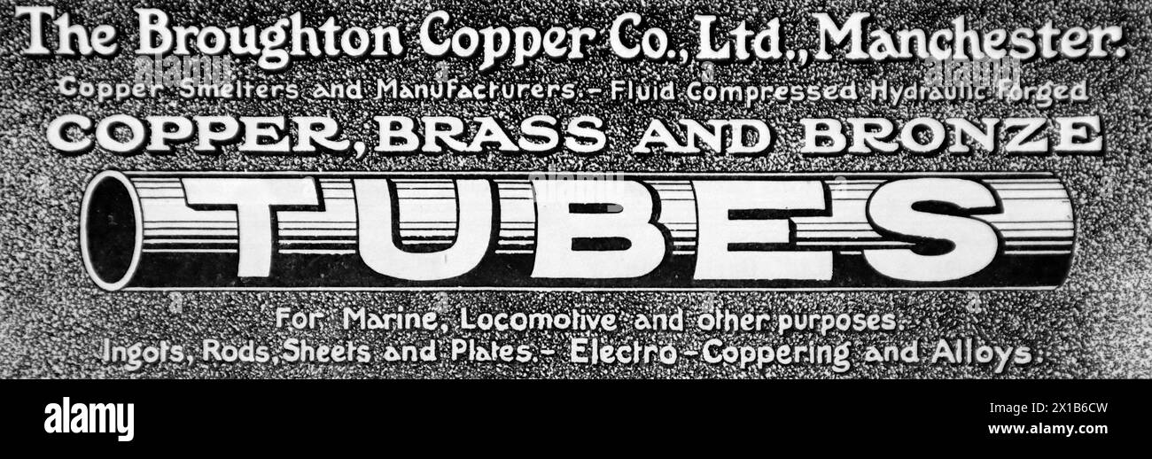 Advertisement for the Broughton Copper Company Ltd, of Manchester ...