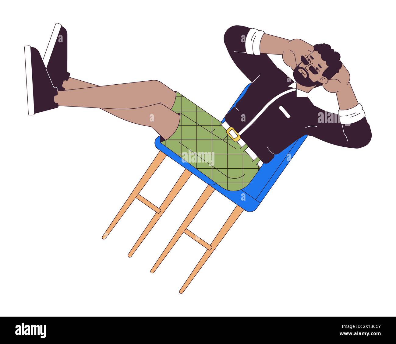 Carefree man balancing on chair 2D linear cartoon character Stock ...