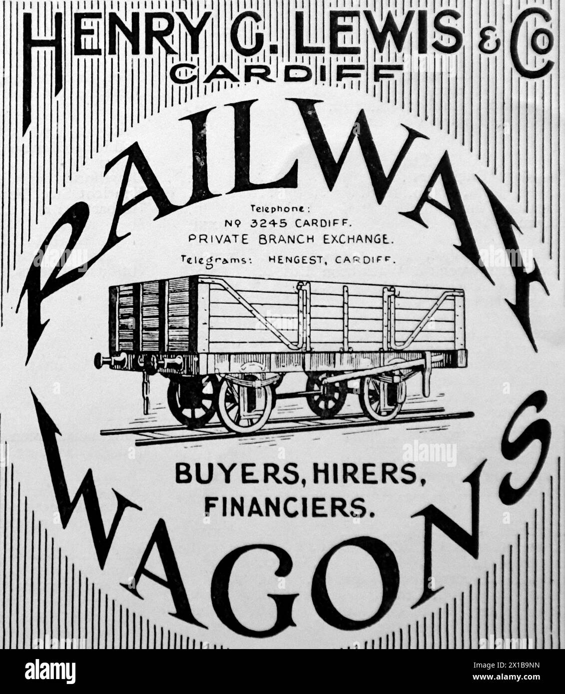 Advertisement for Henry G. Lewis and Co of Cardiff. Pictured is a ...