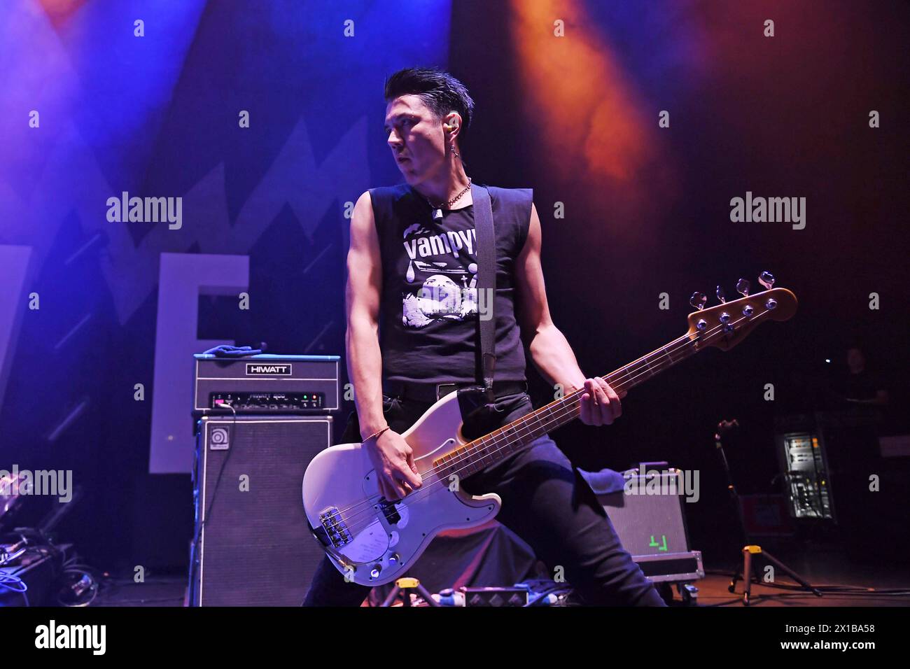 Bad Nerves performing at Eventim Apollo LONDON, ENGLAND - APRIL 13: Jon Poulton of Bad Nerves ...