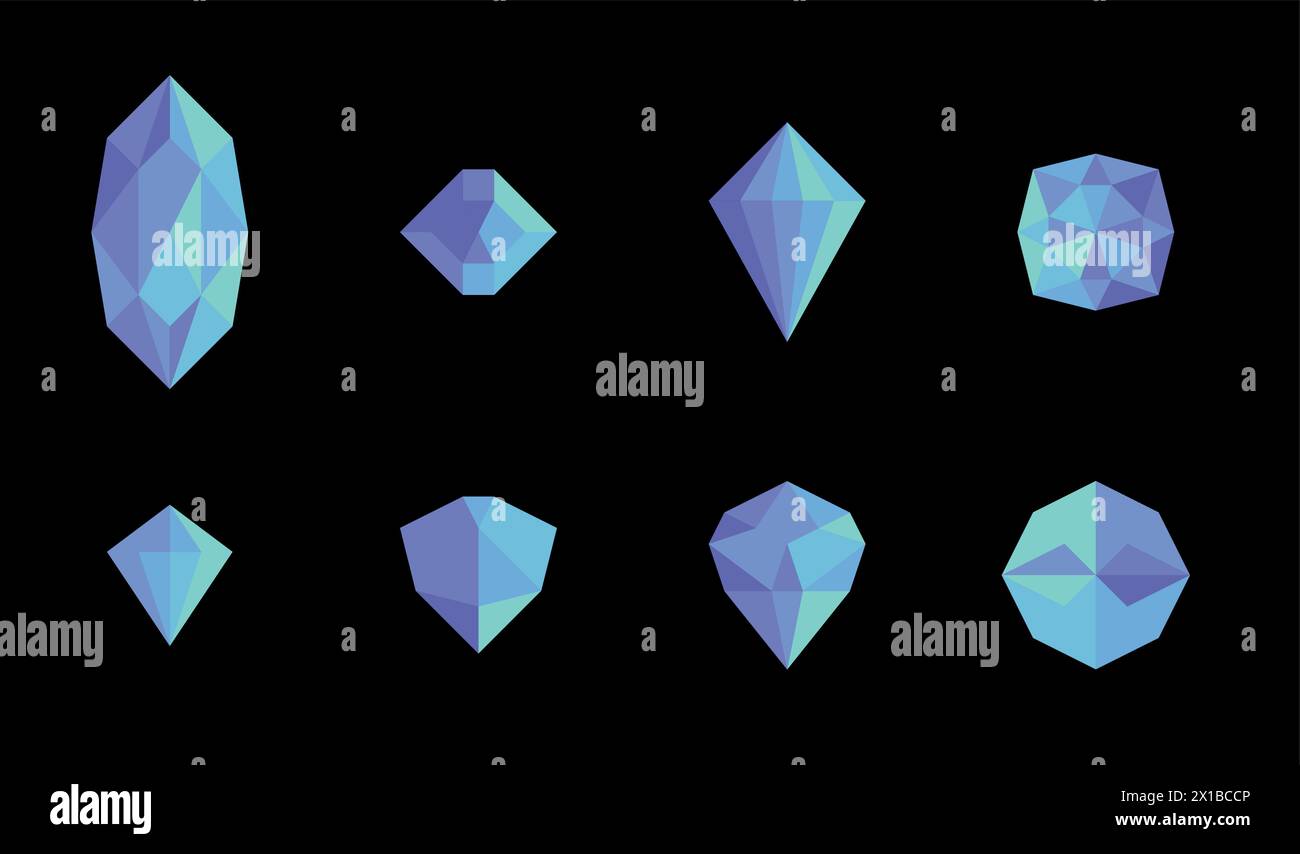 Gemstone collection. Simple jewels and gemstones set. Blue topaz ...