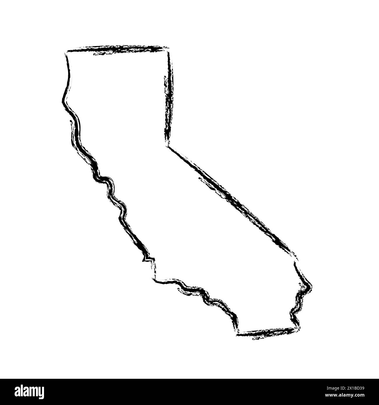 California hand drawn map. Simple US state outline sketch map. Doodle ...